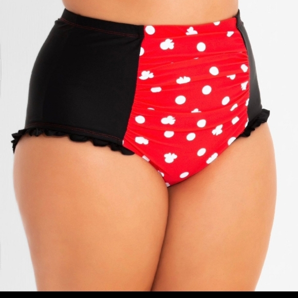 Hot Topic | Swim | Minnie Black Red Pinup Ruffle Punk Rockabilly Swim Bottoms Hot Topic New Tags ...